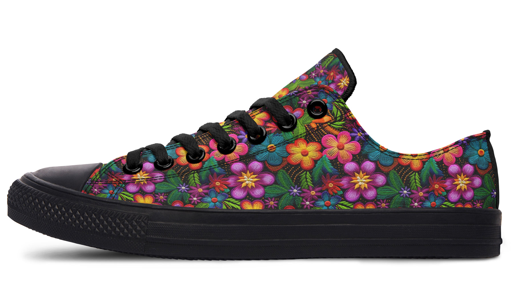 Las Flores Low Tops ( Black or White Sole ) – House Of Chingasos
