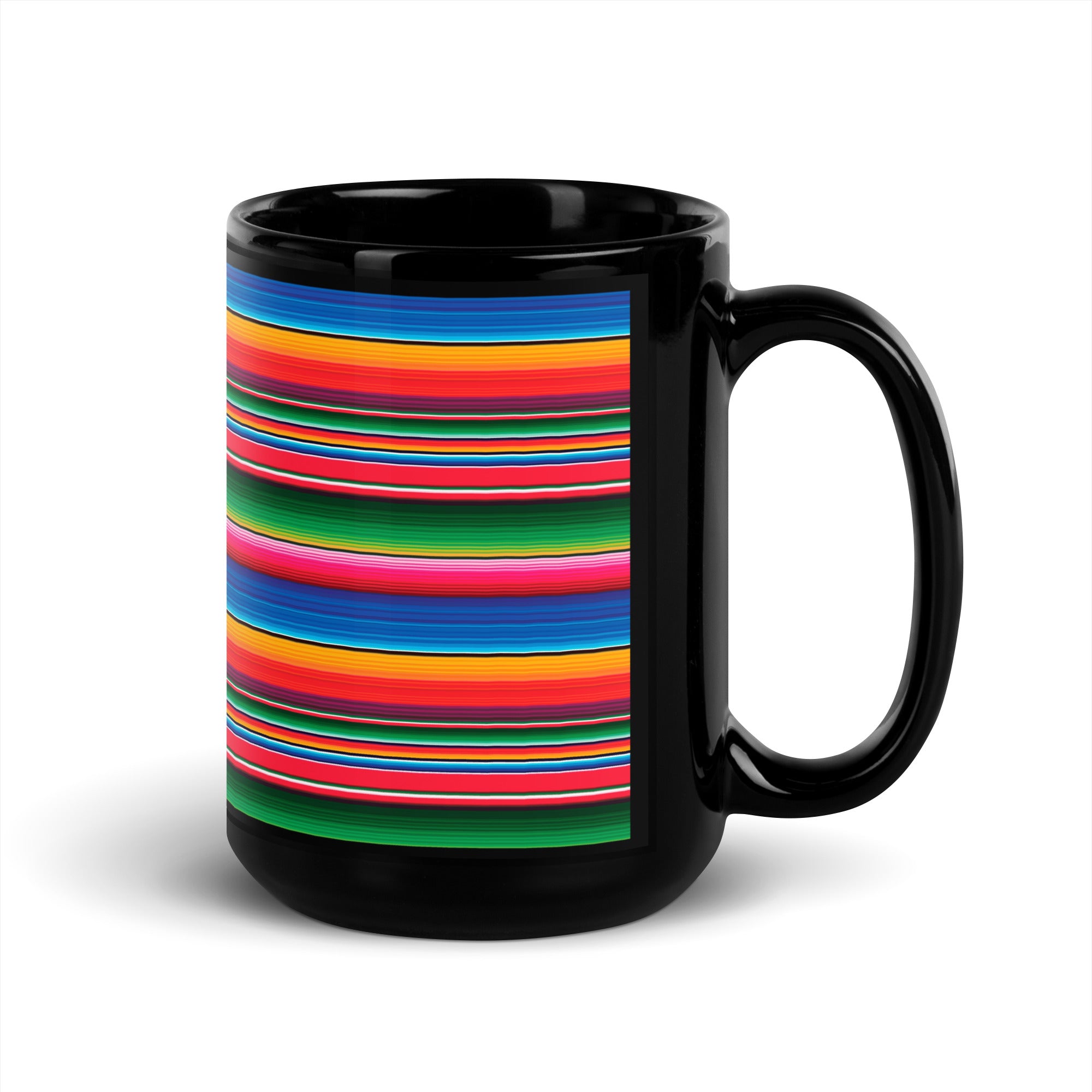 Mexicanos Serape Black Glossy Mug – House Of Chingasos