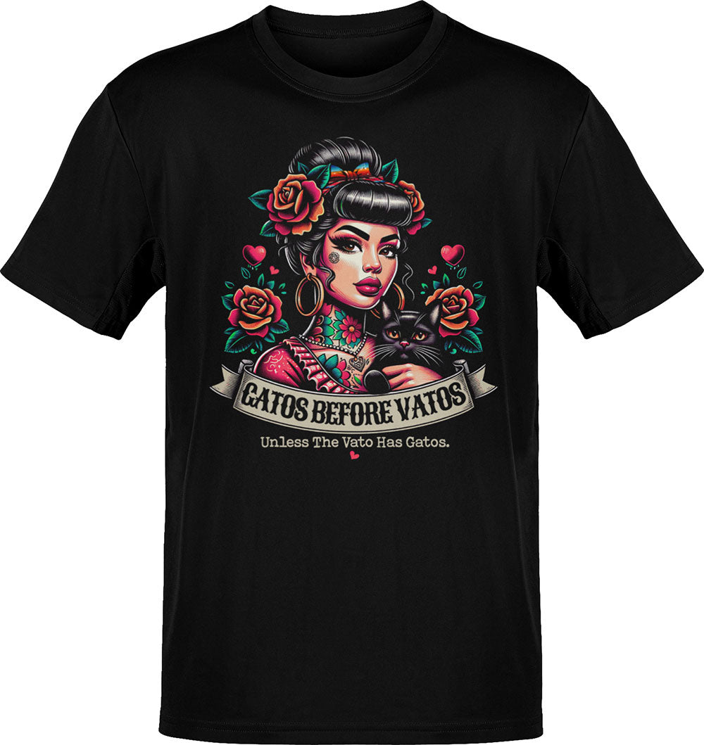Gatos Before Vatos Chingona Tattoo T-Shirt – House Of Chingasos