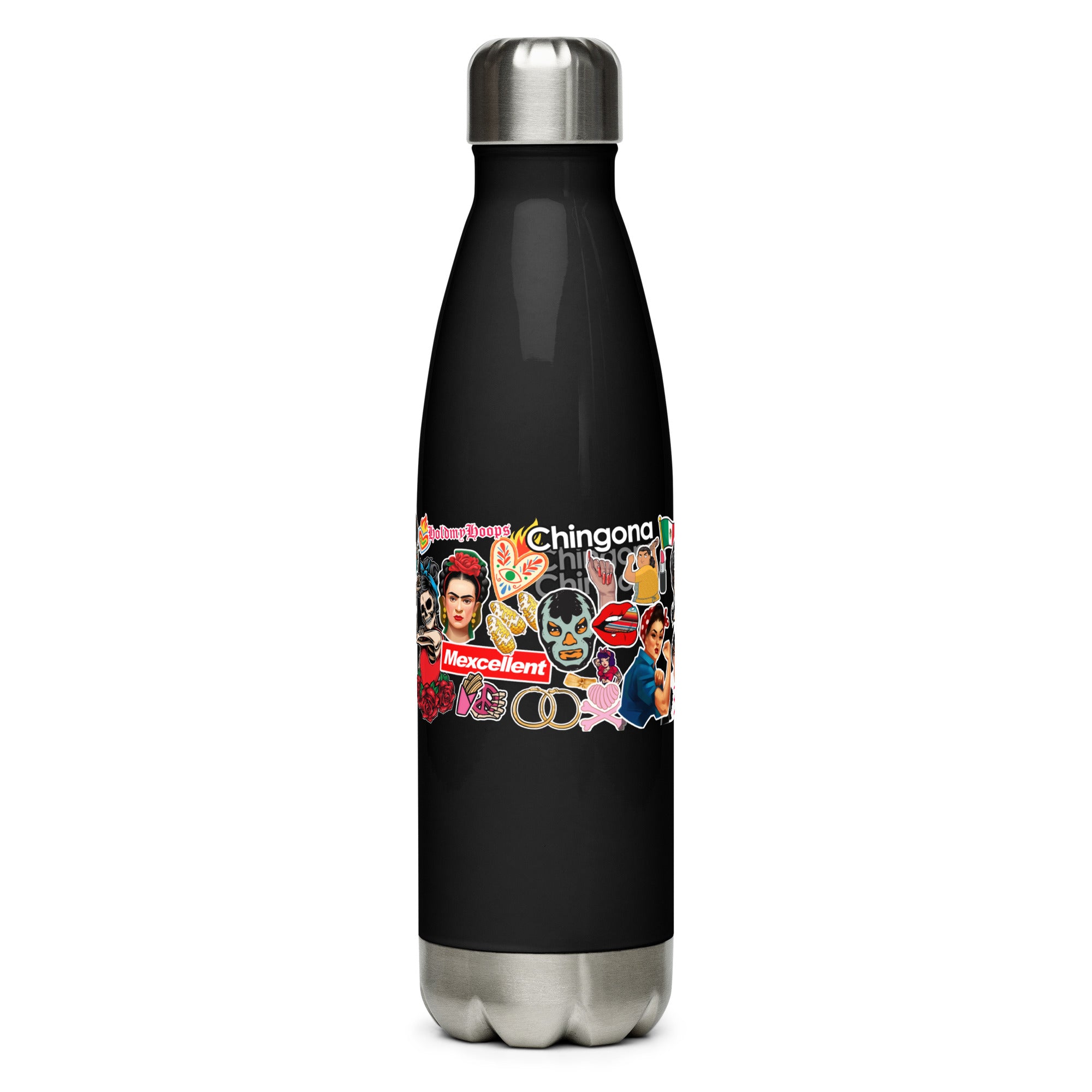 Chingona Stickered Print Stainless Steel Water Bottle – House Of Chingasos